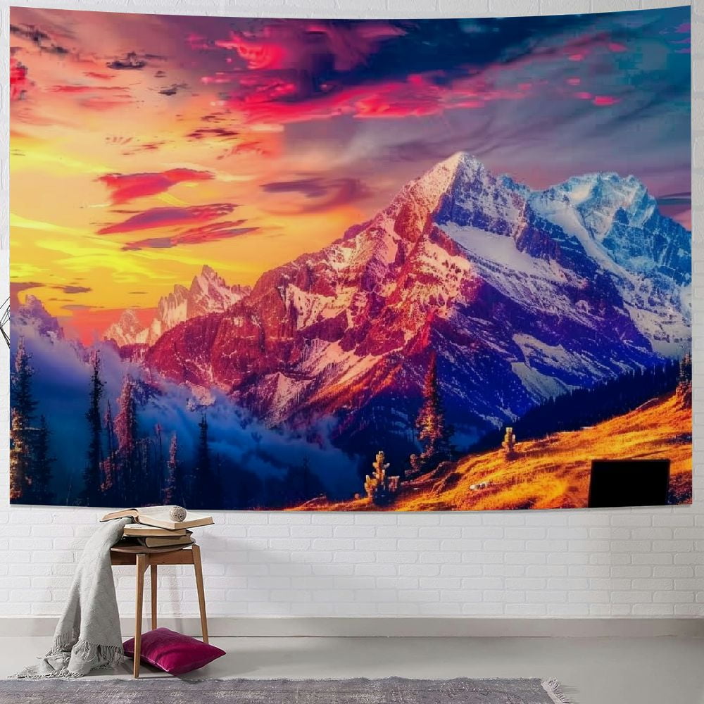 BCIIG Mountain Tapestry Sunset Tapestry Forest Tree Nature Landscape ...