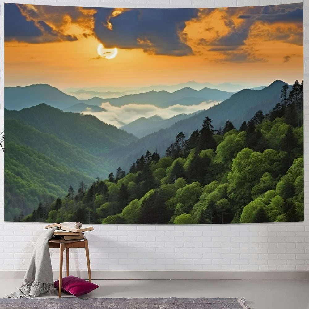 BCIIG Mountain Trees Clouds Tapestry Wall Hanging Unique Style Graphic ...