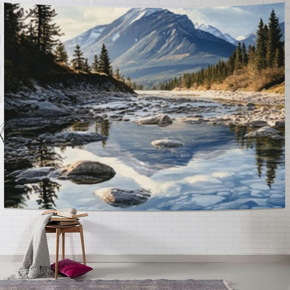 BCIIG Mountain Water Rocks Tapestry Wall Hanging Unique Style Graphic ...