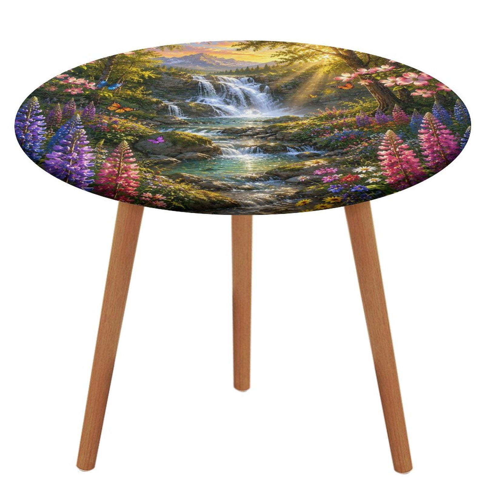 BCIIG Mountain Waterfall Floral Table Cloth, Waterproof Oil-Proof ...
