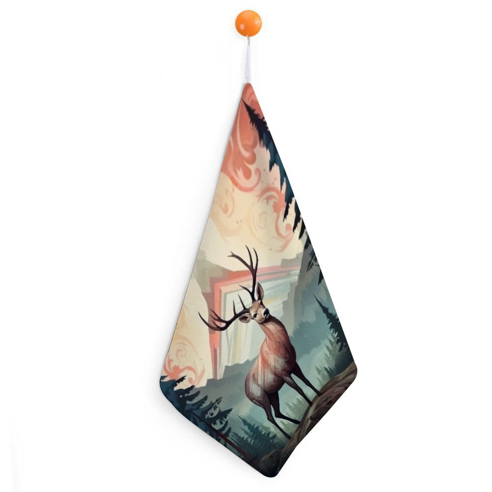 BCIIG Mountains Forest Deer Reusable Hand Towels 11.8x11.8in Quick Dry ...