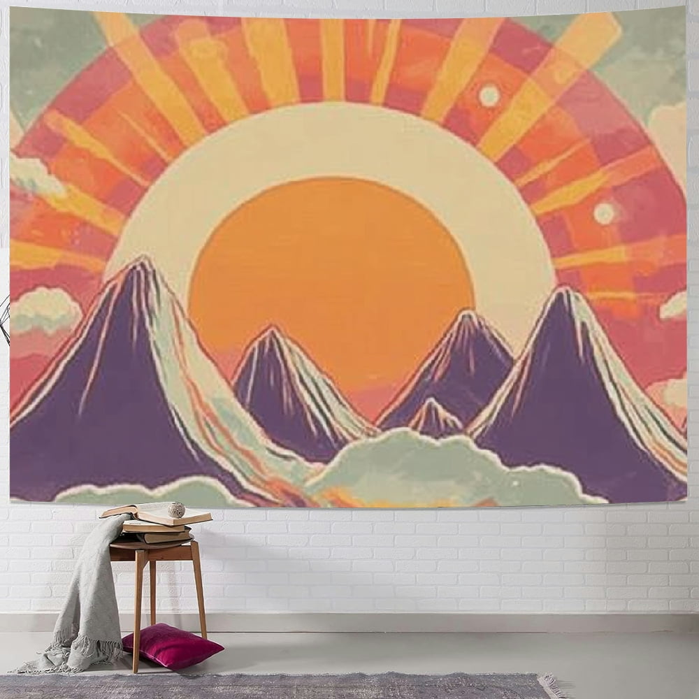 BCIIG Mountains Sun Bob Ross Tapestry Wall Hanging Unique Style Graphic ...