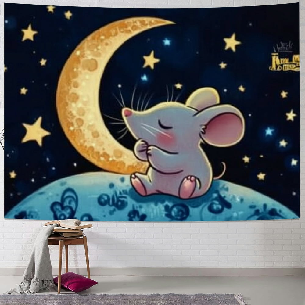 BCIIG Mouse Stars Crescent Moon Tapestry Wall Hanging Unique Style ...