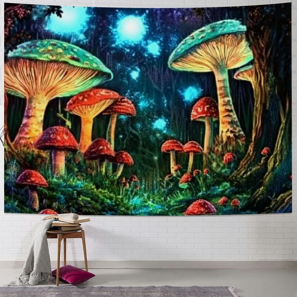 BCIIG Mushroom Tapestry Trippy Tapestry for Bedroom Blacklight ...