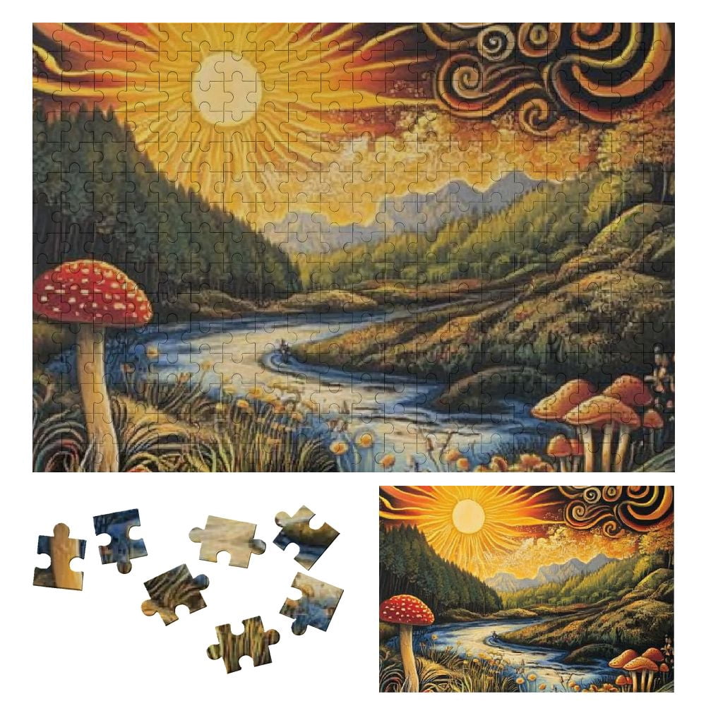 BCIIG Mushrooms Sun Wooden Puzzle Horizontal Impossible Wooden Puzzles ...