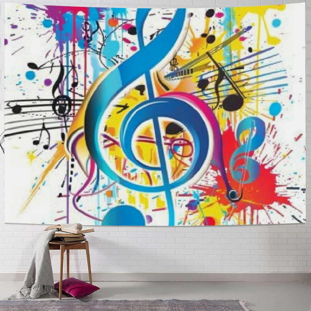 BCIIG Music Note Musical Notes Paint Splatter Tapestry Wall Hanging ...