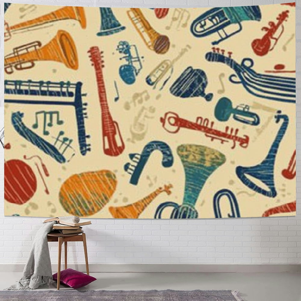 BCIIG Musical Instruments Pattern Tapestry Wall Hanging Unique Style ...