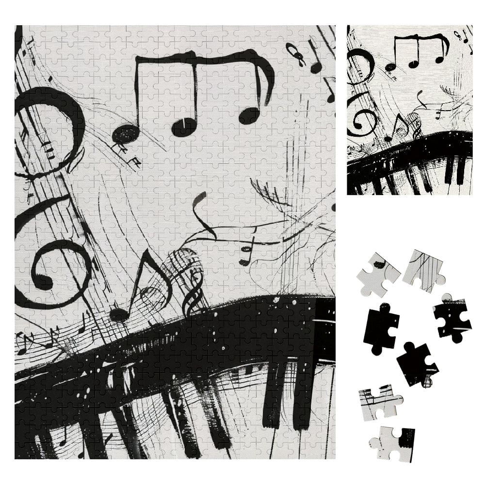BCIIG Musical Notes Piano Keyboard Wooden Jigsaw Puzzle Vertical Style ...