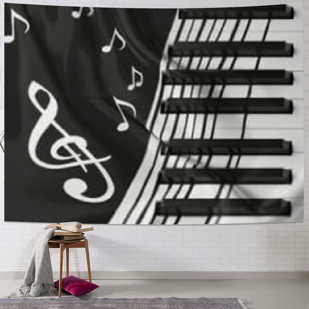 BCIIG Musical Notes Piano Keys Treble Clef Tapestry Wall Hanging Unique ...