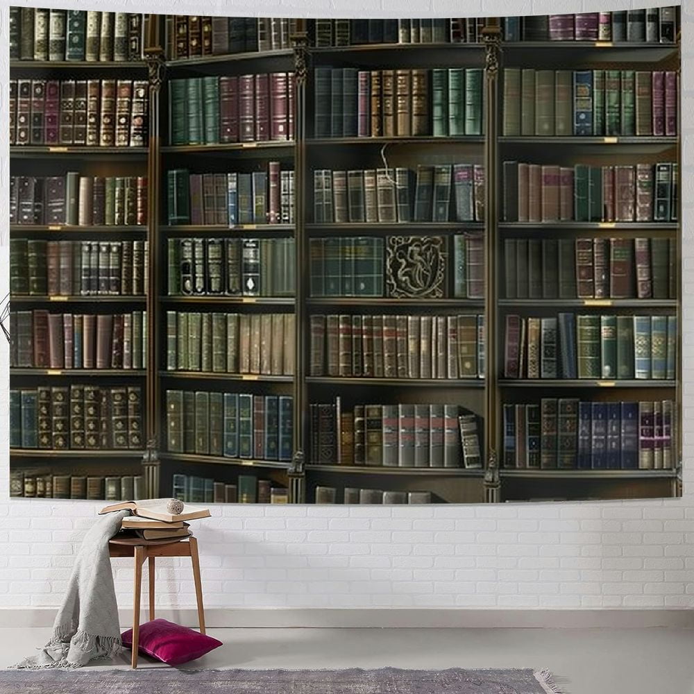 BCIIG NC Vintage Bookcase Printed Curtains Drapes for Bedroom Living ...