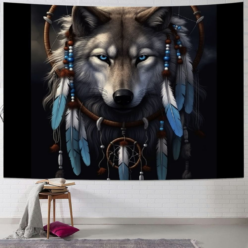 BCIIG Native American Wolf Dream Catcher Wall Tapestry Hanging Poster ...