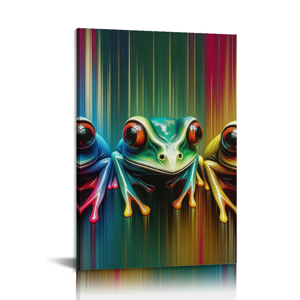 BCIIG Neon Abstract Frog Minimalist Art Design Canvas Wall Art Prints ...
