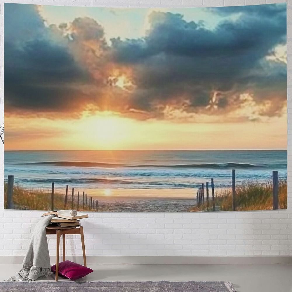 BCIIG Ocean Beach Tapestry Wall Hanging,Sunset Seascape Natural ...