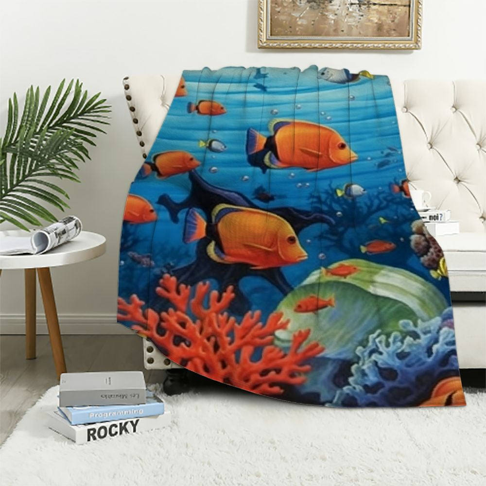 BCIIG Ocean Fish Dolphins Blanket Kids Boys Girls Gifts Colorful ...