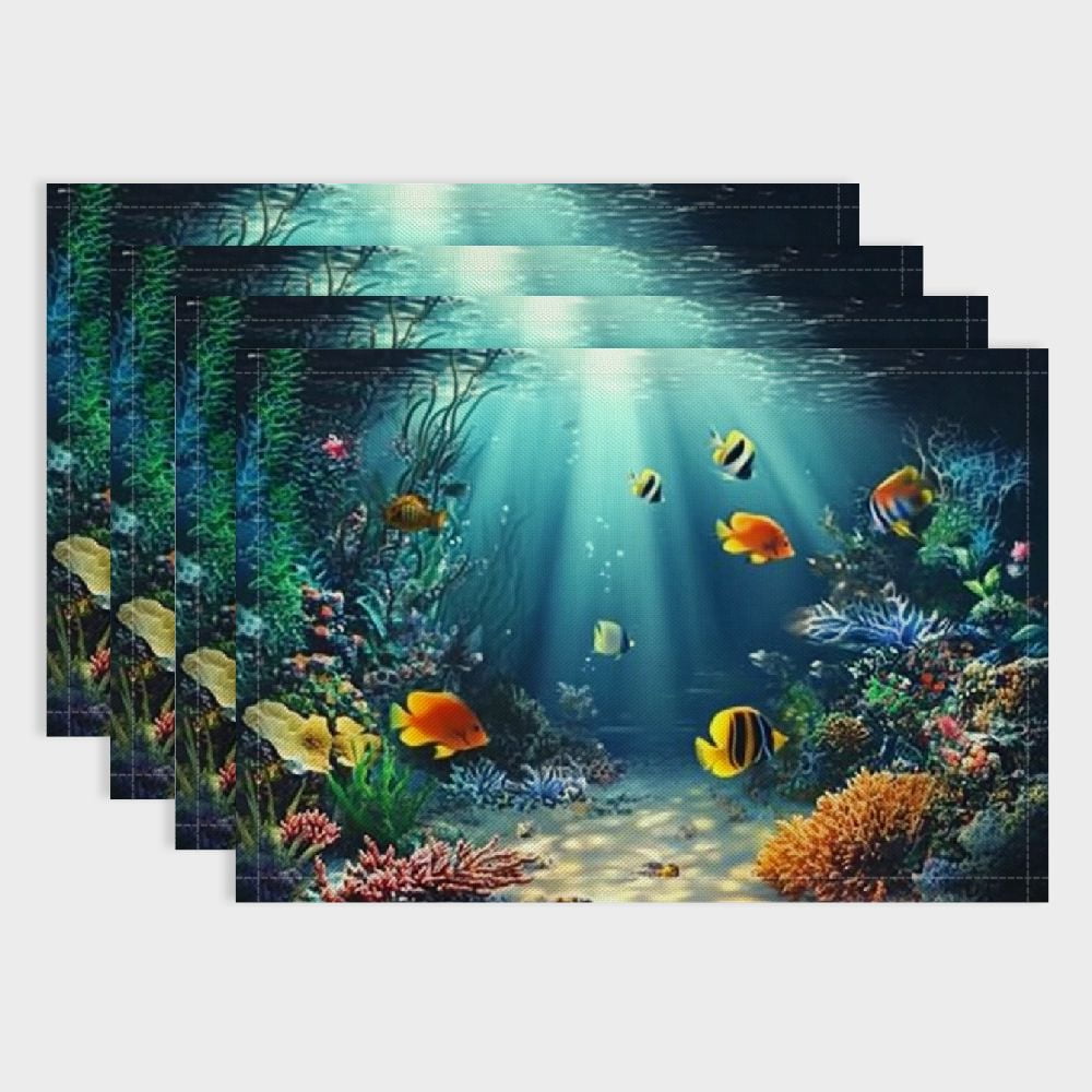 BCIIG Ocean Placemats for Dining Table Pack of 4 Fish Indoor Outdoor ...