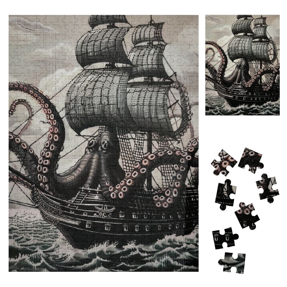 BCIIG Octopus Ship Surrealism Wooden Jigsaw Puzzle Vertical Challenging ...