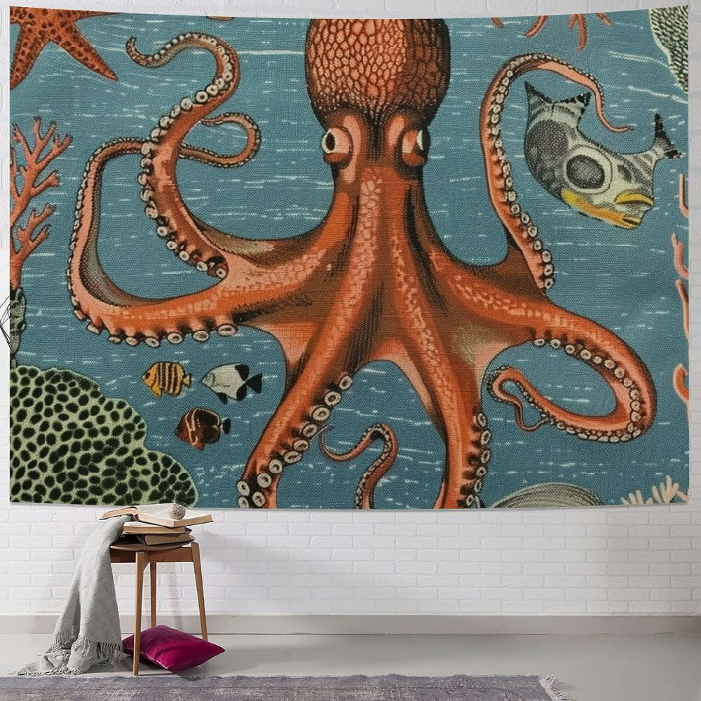 BCIIG Octopus Squid Sea Animals Tapestry Wall Hanging Unique Style ...