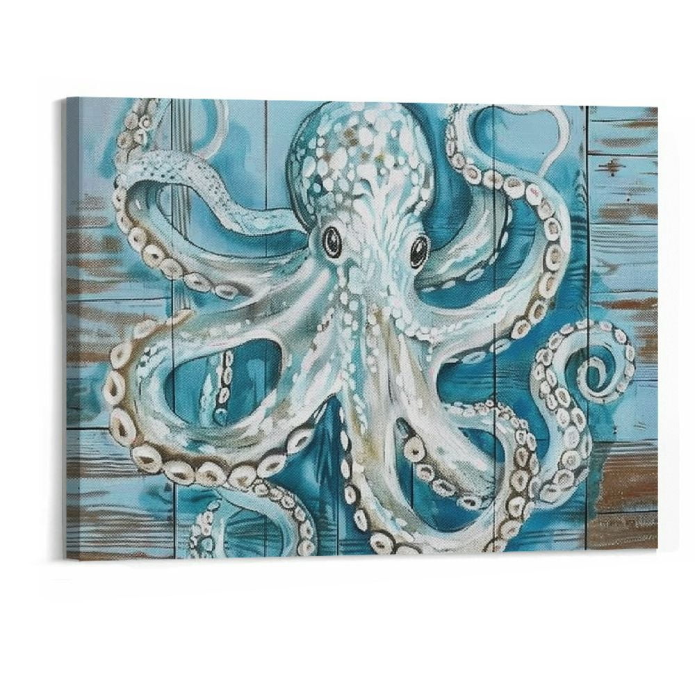 BCIIG Octopus Wall Art for Bathroom Decor, Aqua Octopus Canvas Print ...