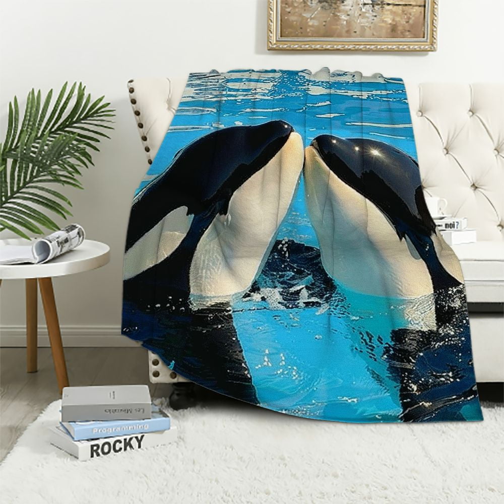 BCIIG Orca Whales Tails Warm Lightweight Blanket Soft Fleece Blankets ...