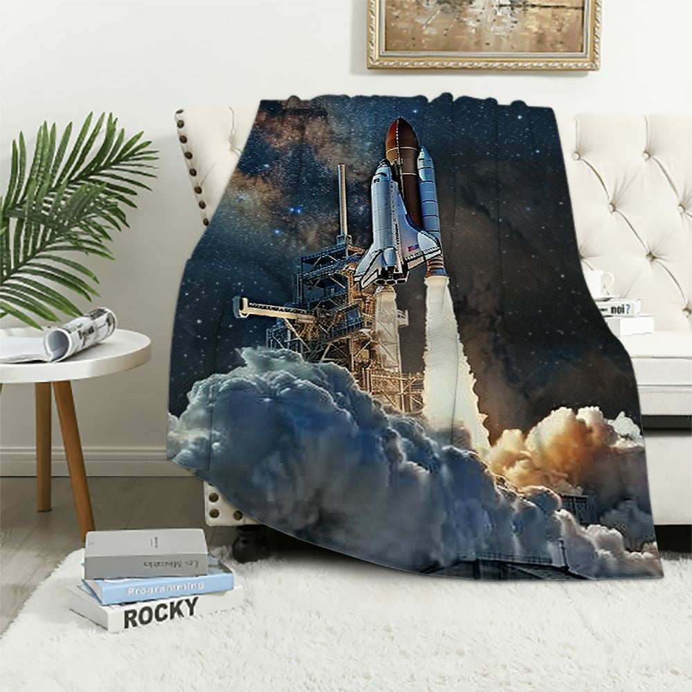 BCIIG Outer Space Throw Blanket, Space Shuttle Taking Off Star Field ...