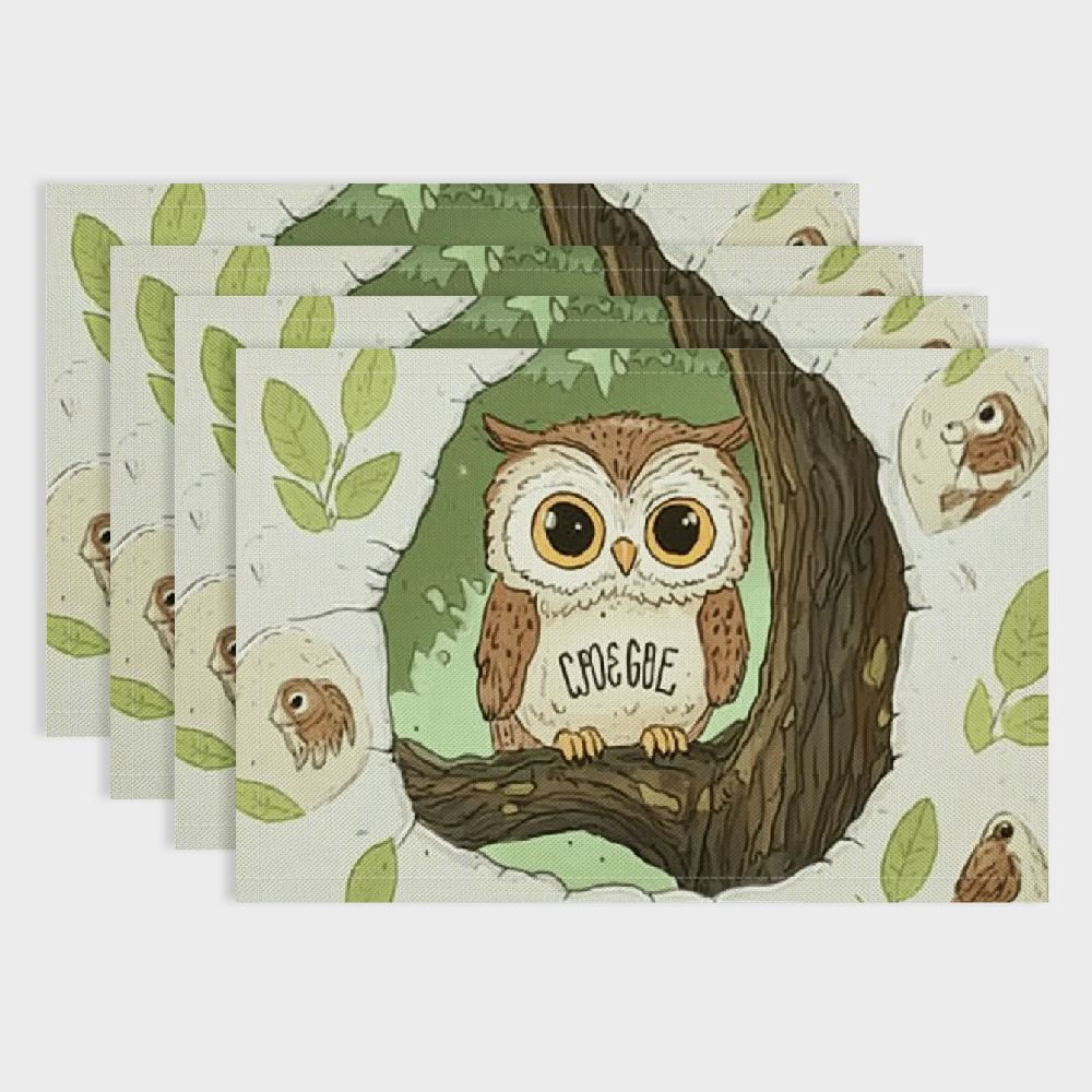 BCIIG Owl Placemats Cute Wild Animal Outdoor Trees Place Mats for Kids ...