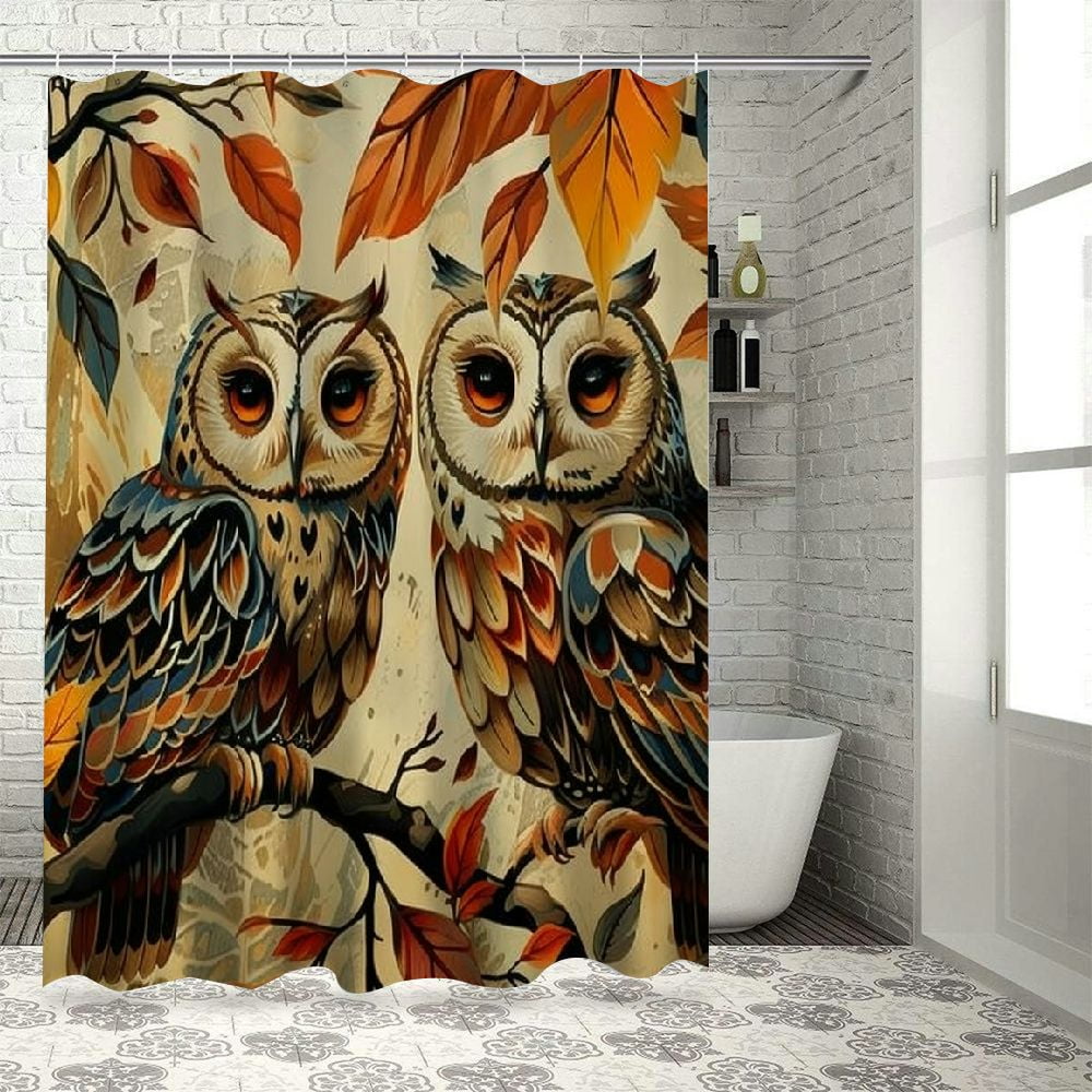 Bciig Owls Branch Leaves Bathroom Decor Set With Hooks Colorful