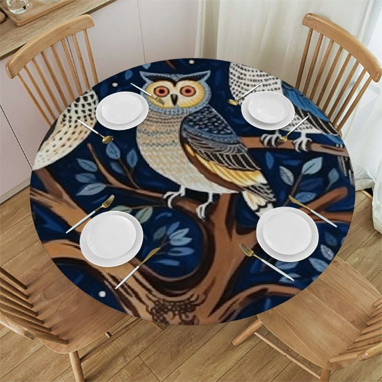 BCIIG Owls Night Sky Round Tablecloth, Stain Resistant & Washable ...