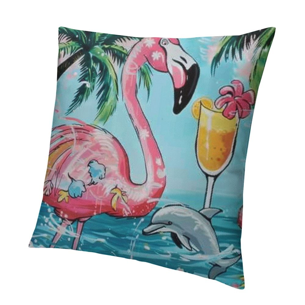 BCIIG Pack Waterproof Summer Flamingo Throw Pillow Covers Tropical ...