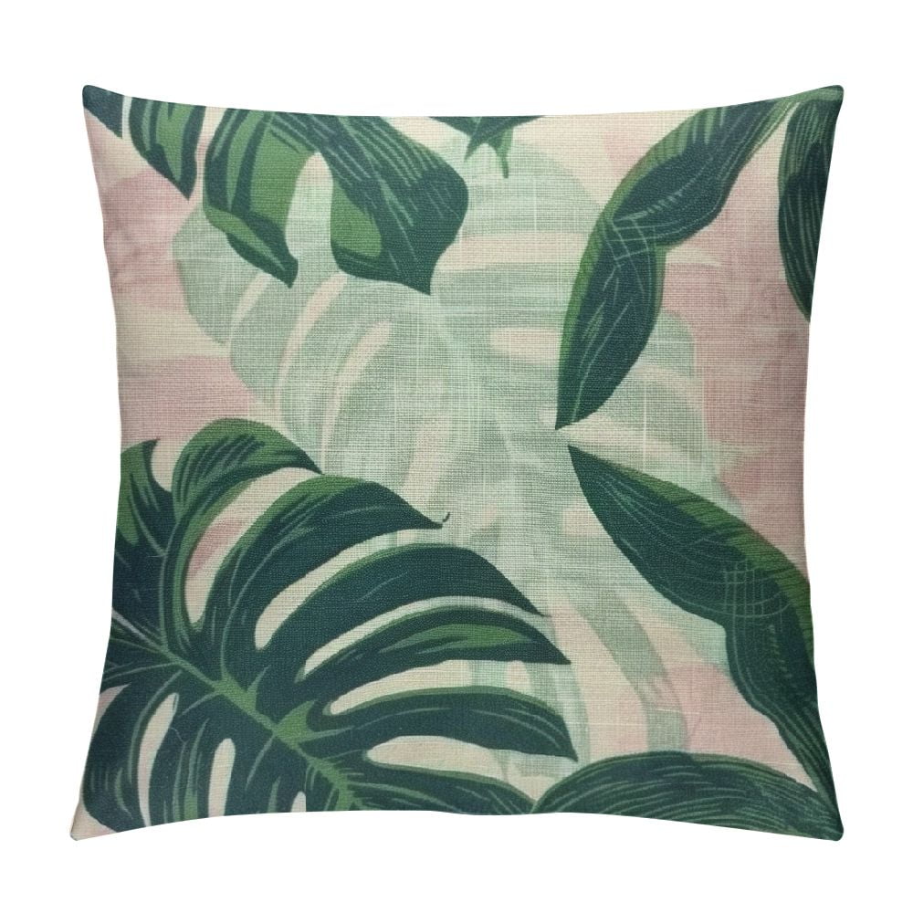 BCIIG Palm Throw Pillow Cover Banana Leaves Foliage Botanical Greenery ...