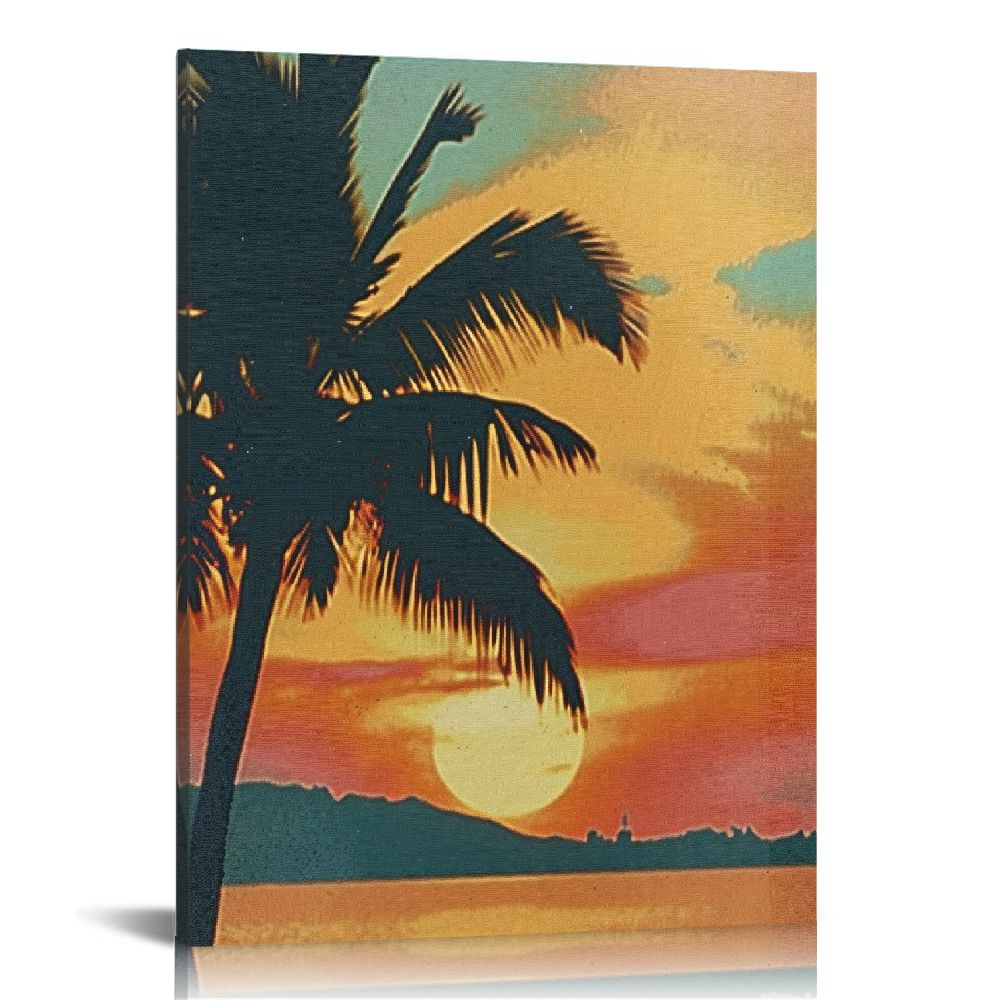 BCIIG Palm Tree Sunset Fine Art Aesthetic Poster Print Wall Painting ...
