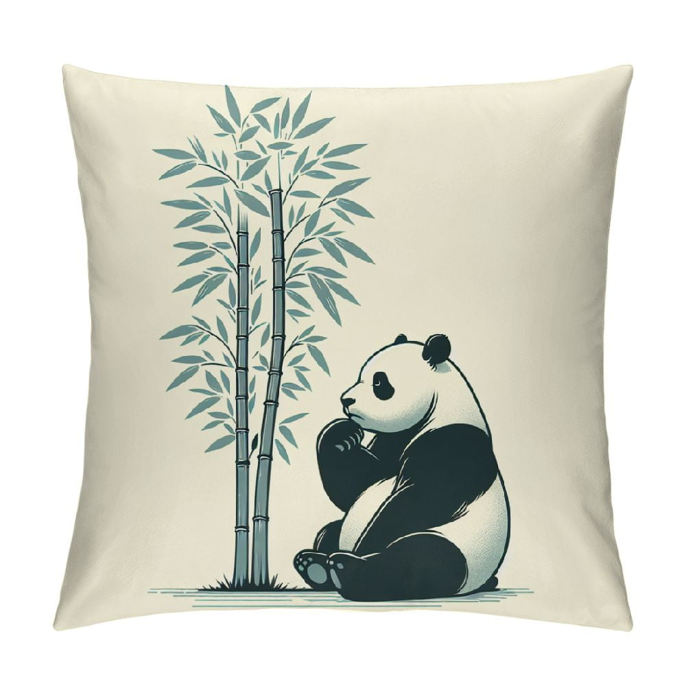 BCIIG Panda Bamboo Theme Graphic Decorative Cushion Throw Pillow Cover ...