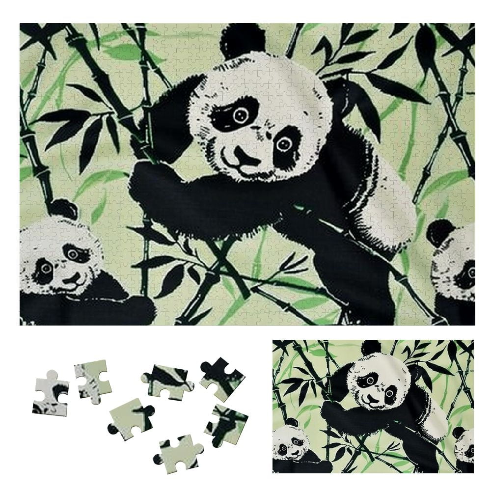 BCIIG Panda Bear Bamboo Leaves Wooden Jigsaw Puzzle Horizontal ...