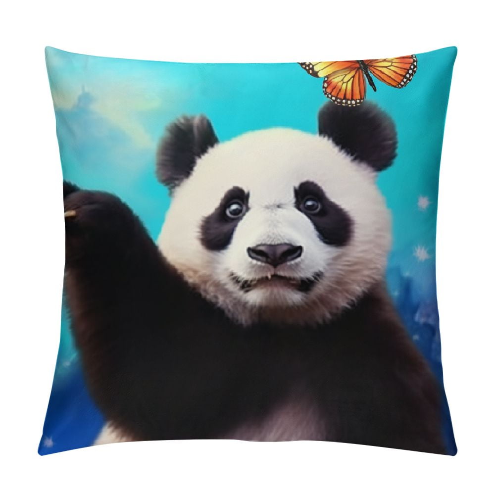 BCIIG Panda Bear Butterfly Sky Graphic Decorative Throw Pillow Cover ...