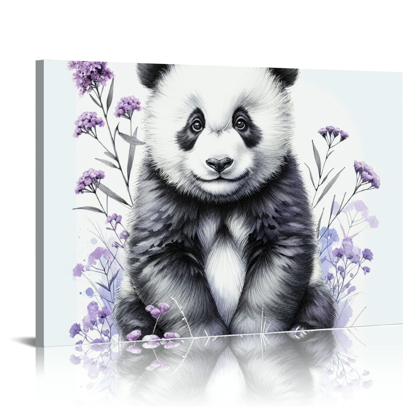 BCIIG Panda Canvas Print Wall Art, Watercolor Painting Print, Cute ...