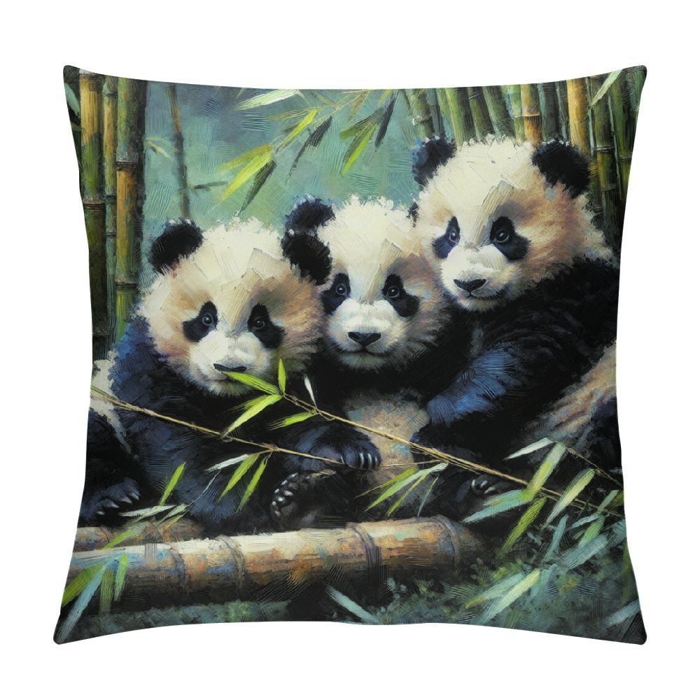 BCIIG Pandas Bamboo Leaves Graphic Decorative Throw Pillow Cover for Home Couch Living Room Bed ...