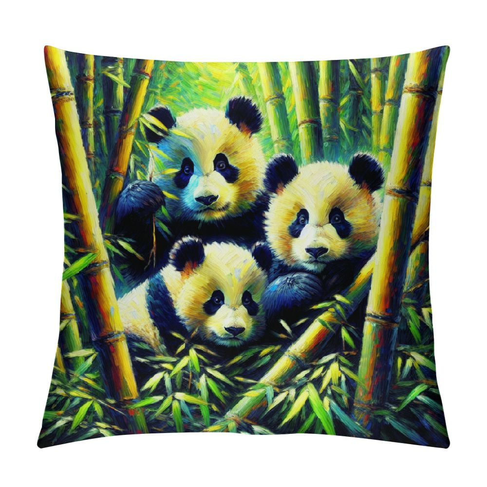BCIIG Pandas Bamboo Playful Graphic Decorative Throw Pillow Cover for Home Couch Living Room ...