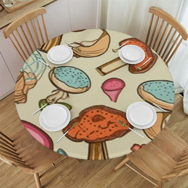 BCIIG Pattern Round Tablecloth Stain Resistant and Washable for Indoor ...