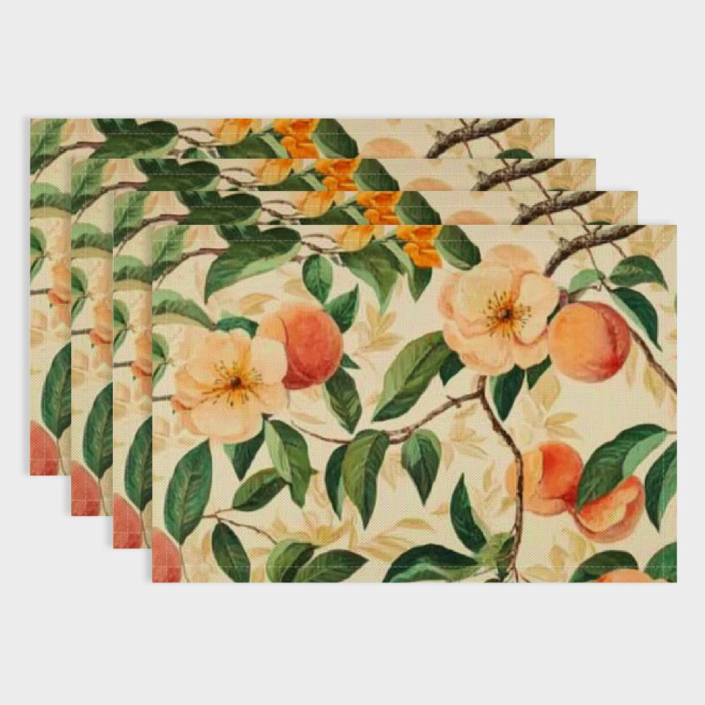 BCIIG Peach Table Mats Placemat Cute Fruits Placemats Set of 4 Tropical ...