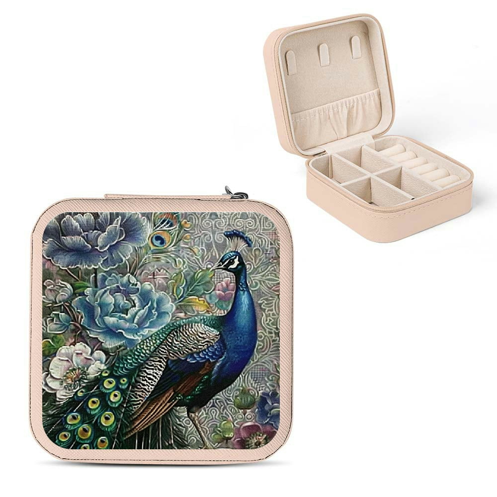 BCIIG Peacock Flowers Bird Jewelry Box for Necklace, Ring, Earring ...
