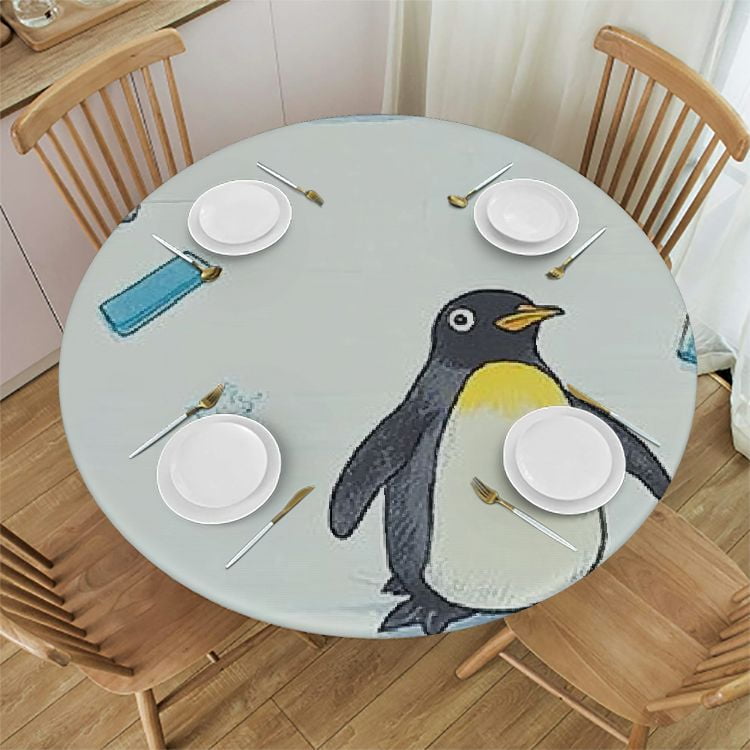 BCIIG Penguin Round Table Cover Stain Resistant Washable Indoor Outdoor ...