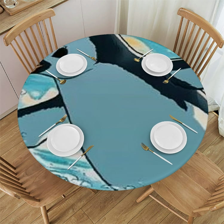 BCIIG Penguin Swimming Water Round Tablecloth - Stain-Resistant ...