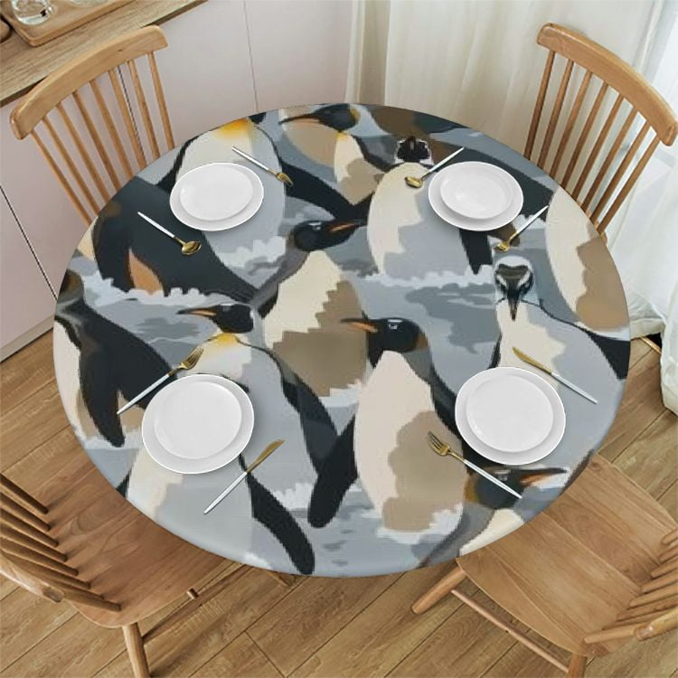 BCIIG Penguins Ducks Birds Round Table Cover, Stain Resistant and ...
