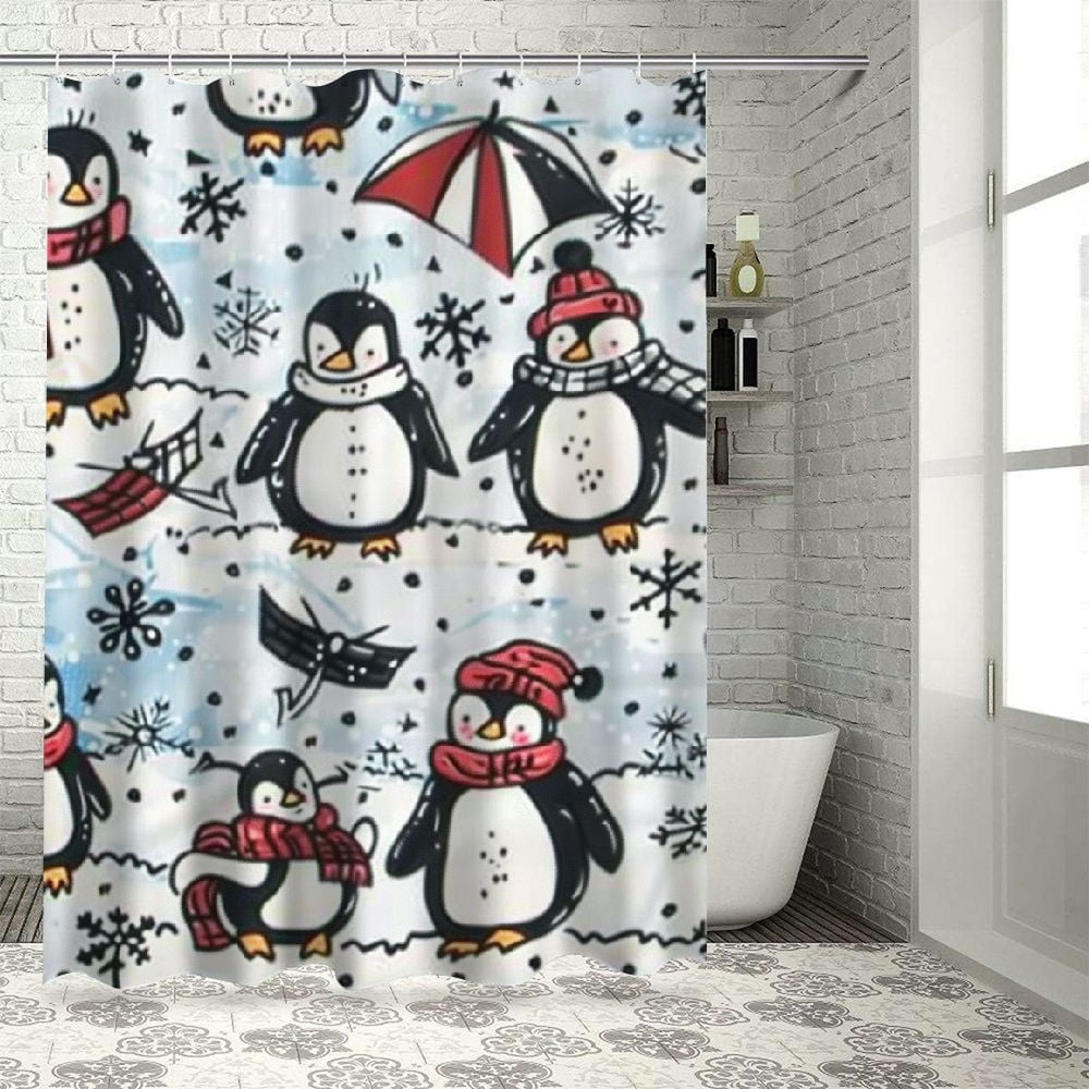 BCIIG Penguins Snowflakes Scarf Bathroom Decor Set - Colorful Luxurious ...
