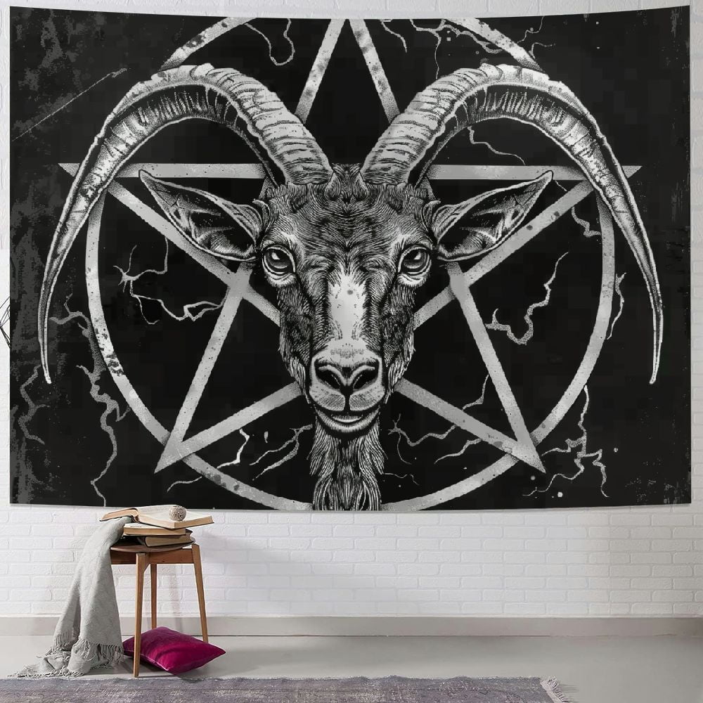 BCIIG Pentagram With Demon Baphomet Satanic Goat Tapestry Wall Hanging ...