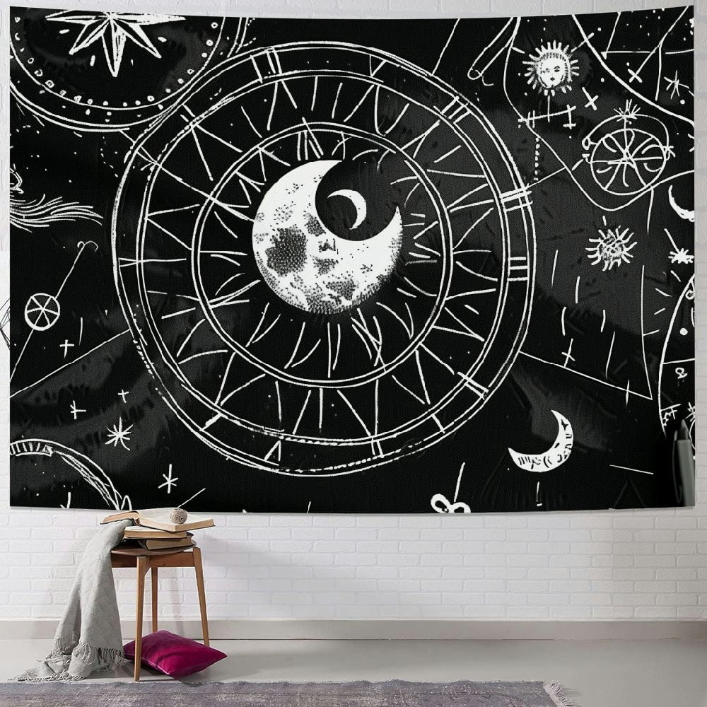 BCIIG Pentagramus Symbol Moon Stars Tapestry Wall Hanging Unique Style ...
