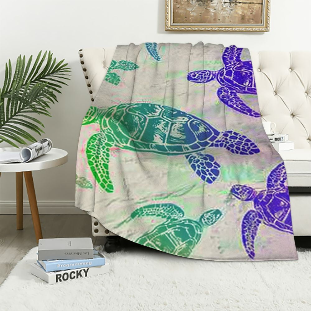 BCIIG Personalized Sea Turtle Blanket with Name - Soft, Fuzzy & Warm ...