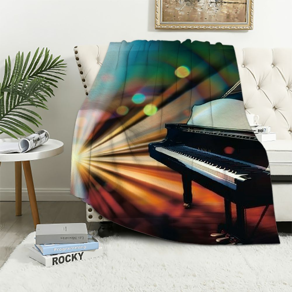 BCIIG Piano Theme Soft Flannel Fabric Blanket Lightweight Throw ...