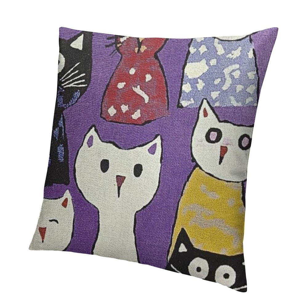 BCIIG Picasso Cat Pillow Cover Purple Cat Pillows Hand Embroidered Cute ...