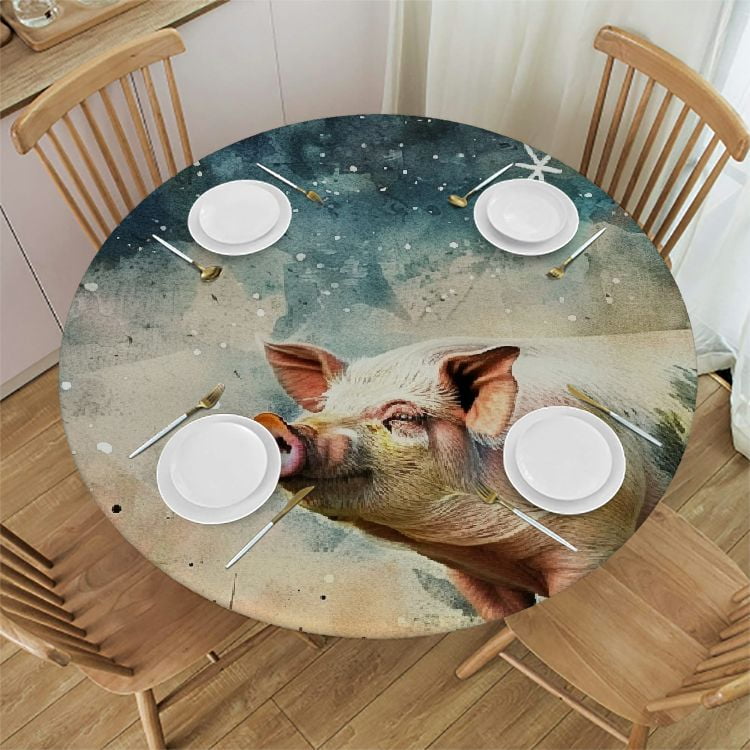 BCIIG Pig Stars Hill Round Stain-Resistant and Washable Table Cloth 100 ...