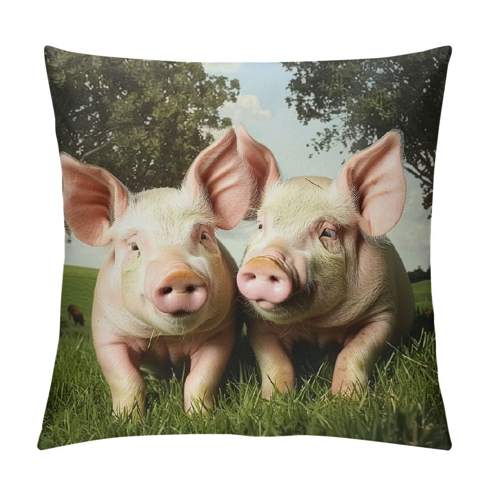 BCIIG Pigs Grass Trees Graphic Decorative Cushion Throw Pillow Cover ...